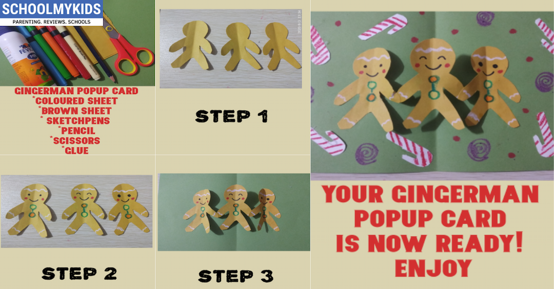 Pop up Gingerbread Man Card – DIY 3d Pop up Cards | SchoolMyKids