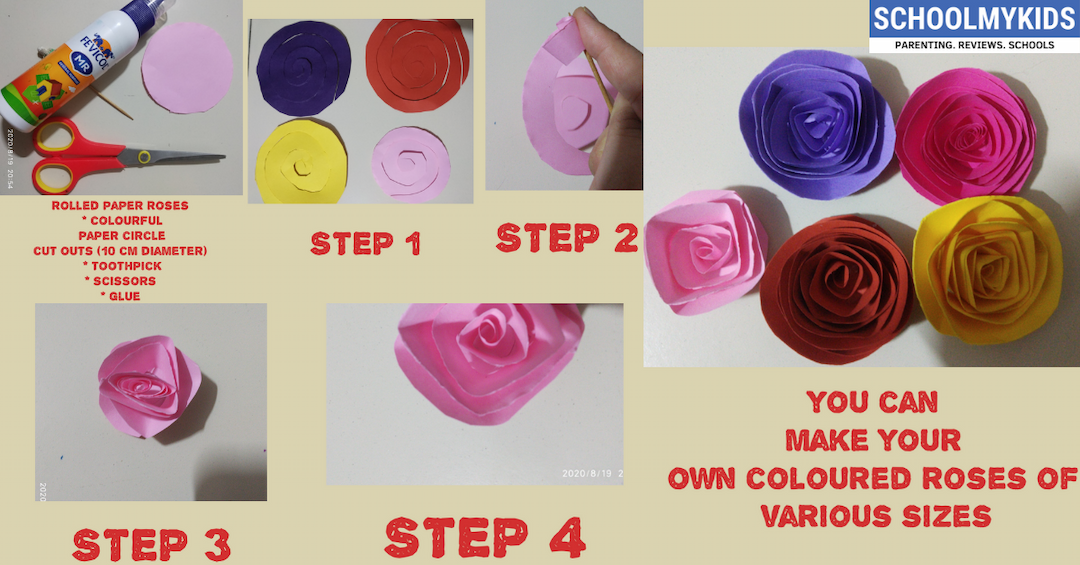 How to make Rolled Paper Roses – DIY Rolled Paper Flowers | SchoolMyKids