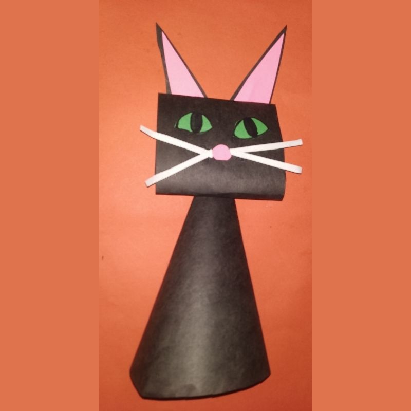 Cute Cone Shaped Paper Cat - SchoolMyKids