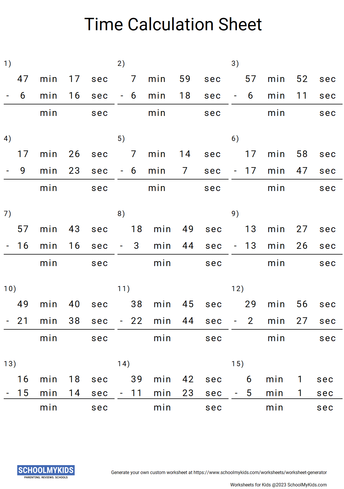 Negative Numbers Subtraction Worksheet Generator - Undefined Worksheet ...