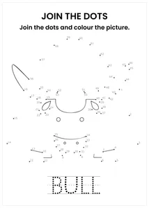 Bull connect the dots and color the image worksheet for Preschool ...