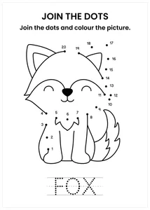 Fox connect the dots and color the image worksheet for Preschool ...