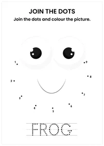 Frog connect the dots and color the image worksheet for Preschool ...