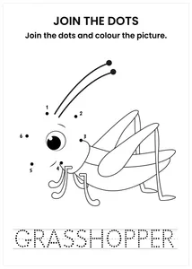 Grasshopper connect the dots and color the image worksheet for ...