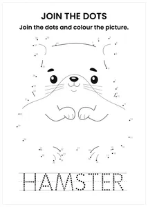 Hamster connect the dots and color the image worksheet for Preschool ...