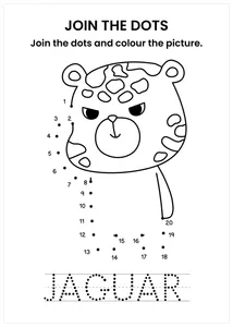 Jaguar connect the dots and color the image worksheet for Preschool ...