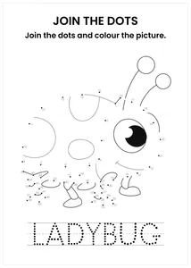 Ladybug connect the dots and color the image worksheet for Preschool ...