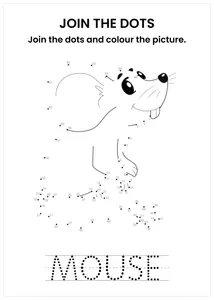 Mouse connect the dots and color the image worksheet for Preschool ...