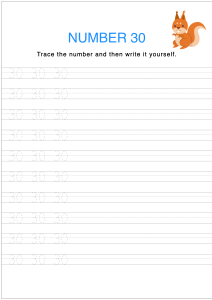 Number Tracing and Writing - 30 worksheet for Preschool,Kindergarten ...