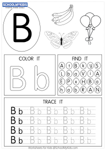 Tracing coloring and writing alphabet B worksheet for Preschool ...