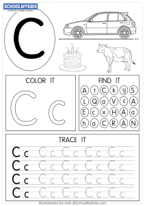 Tracing coloring and writing alphabet C worksheet for Preschool ...